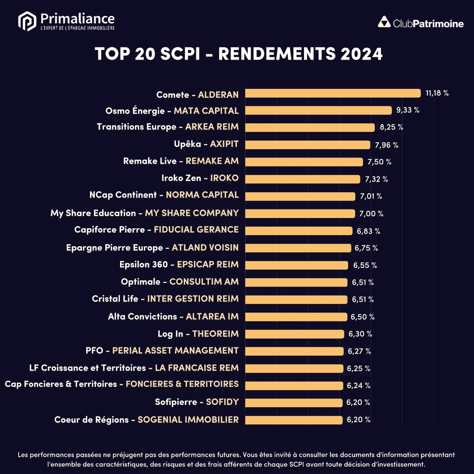SCPI : le top 20 des rendements 2024